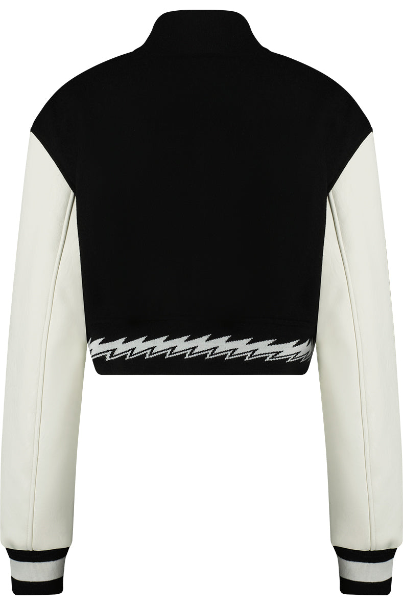 Ashluxe Female Varsity Jacket Black White – ASHLUXE